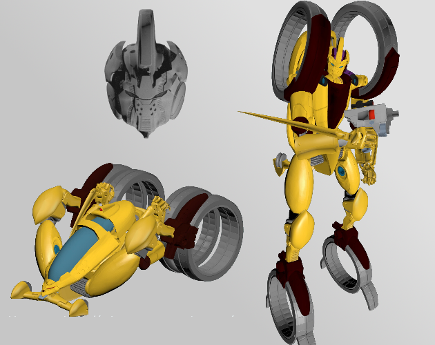 3D modelled & 3D printed Transforming robot developed from comic/concept art by cyberraptor