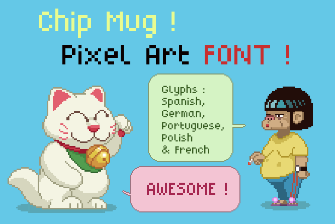 Pixel art Font - Chip Mug by Jonibigood
