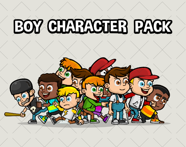 Boy character mega pack by Robert Brooks - gamedeveloperstudio.com