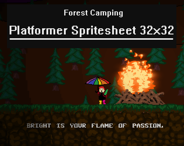 Free Platformer Sprites - Forest Camping 32x32 by madbookstudios