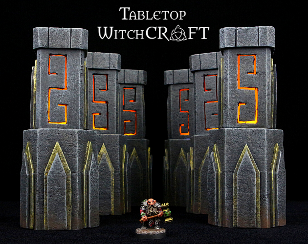 Dwarven Pillars with LED Runes by TabletopWitchCRAFT
