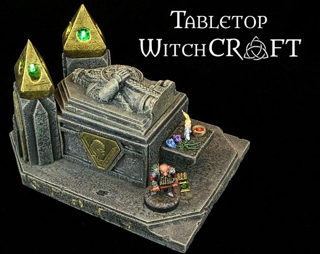 Dwarven Tomb with LED Candle and Pillars by TabletopWitchCRAFT