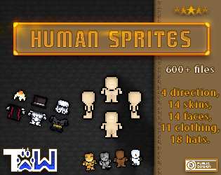 pixel-art 4 direction human sprites by TimberwolfGames