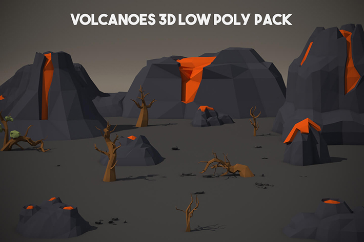 Volcanoes 3D Low Poly Pack by Free Game Assets (GUI, Sprite, Tilesets)