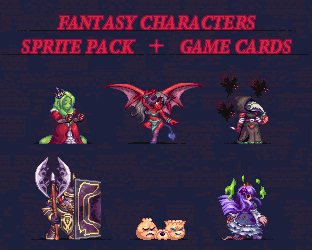 17 Fantasy Characters Sprites + Game Cards Pack by Merly23
