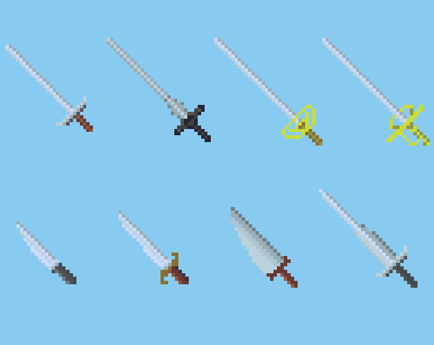 Pixelart fantasy medieval swords 32x32 by mastorak