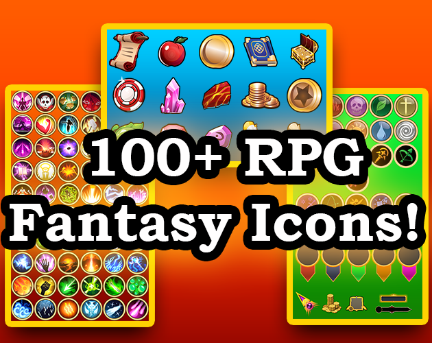 100+ RPG Fantasy Icons (Skills, GUI, Items) by KMorris