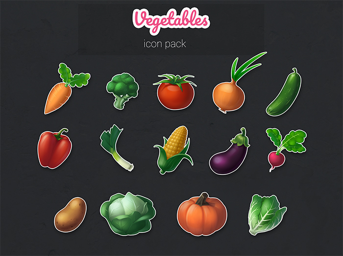 Vegetables icon set by NightshiftLab