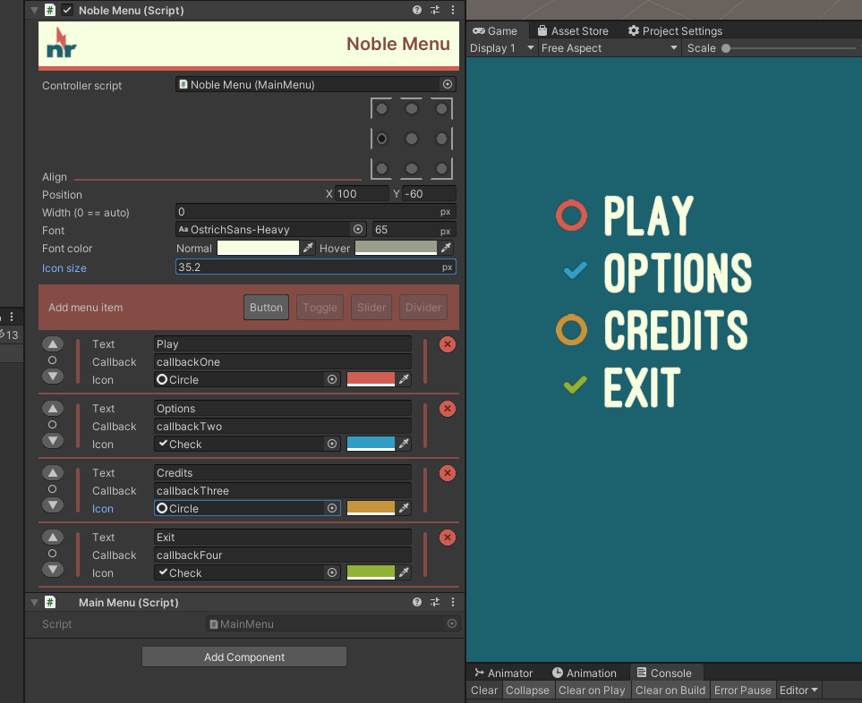 Noble Menu by Noble Robot