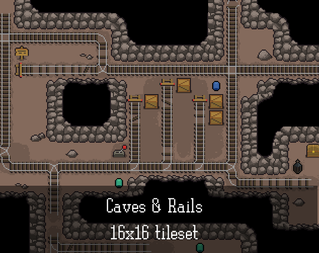 Caves and Rails Tileset by heyitswidmo