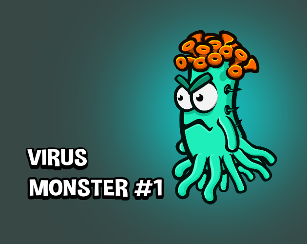 Virus monster 1 by Robert Brooks - gamedeveloperstudio.com