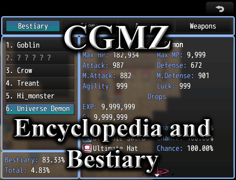 MZ - [CGMZ] Encyclopedia and Bestiary | RPG Maker Forums