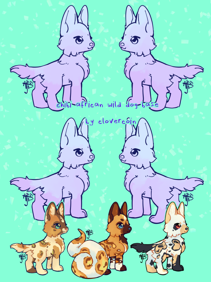 Chibi African Wild Dog Base by CloverCoin