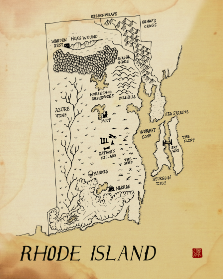 Rhode Island as a Fantasy Map by Alda Yuan