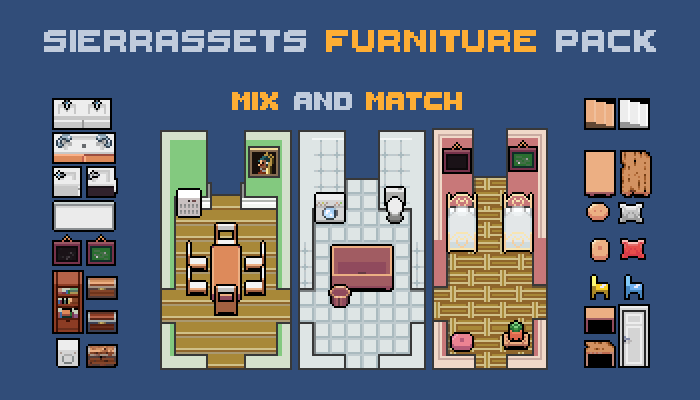 Pixel Art Furniture Pack by sierrassets