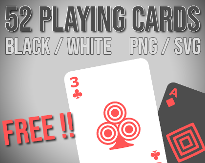 Stylized Playing cards pack (52 cards) (black/white) by MrEliptik