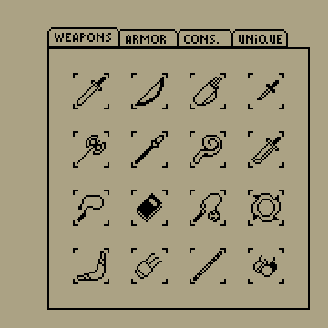 16x16 pixel art weapons sprites by Nyqx