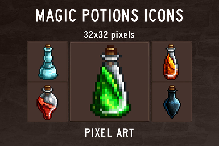 48 Free Magic Potions Pixel Art Icons by Free Game Assets (GUI, Sprite ...