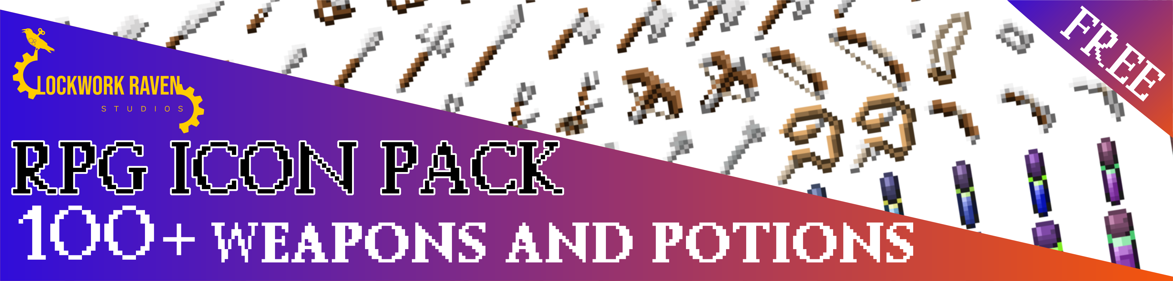 FREE RPG Icon Pack - 100+ Weapons and Potions - Clockwork Raven Studios ...