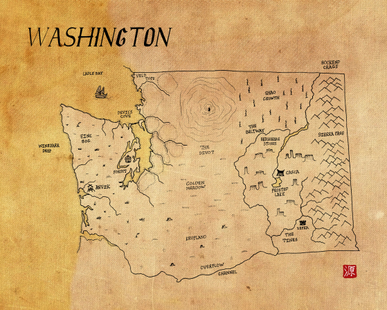 Washington as a fantasy map by Alda Yuan