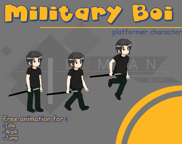 Military Boi - Platformer Character by ilmania