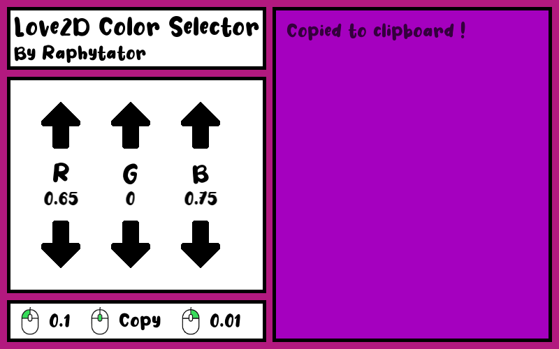 Love2D Color Selector by Raphytator
