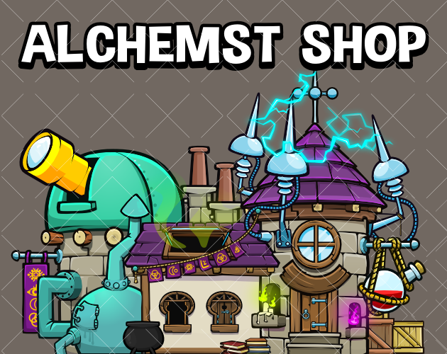 Alchemist shop exterior by Robert Brooks - gamedeveloperstudio.com