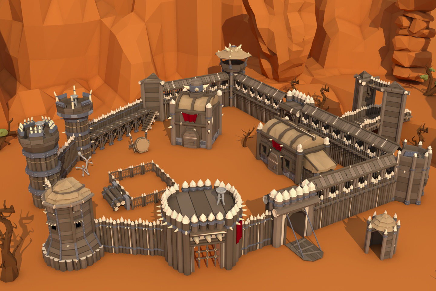 Orc Fortress 3D Low Poly Pack by Free Game Assets (GUI, Sprite, Tilesets)
