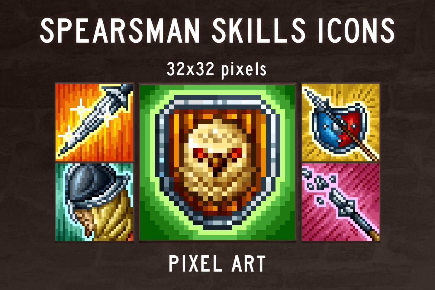 48 Spearman Skills Icons Pixel Art by Free Game Assets (GUI, Sprite ...