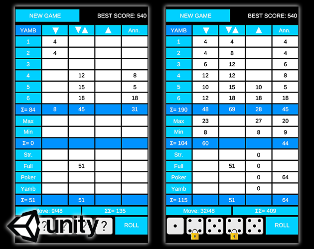 Yamb dice game - Unity source code by NeonSpaceFighter