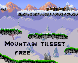 16x16 Platformer tileset Mountain Snow FREE by Bazzy1985