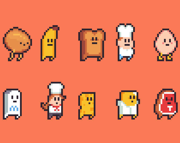 10 Rogue-like Food Characters by KingKelpo