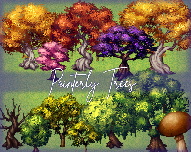 Painterly Trees for RPG Maker by Plueschkatze