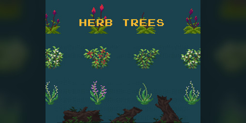 Herbs Trees and Dead Logs Pixel Art by sanctumpixel