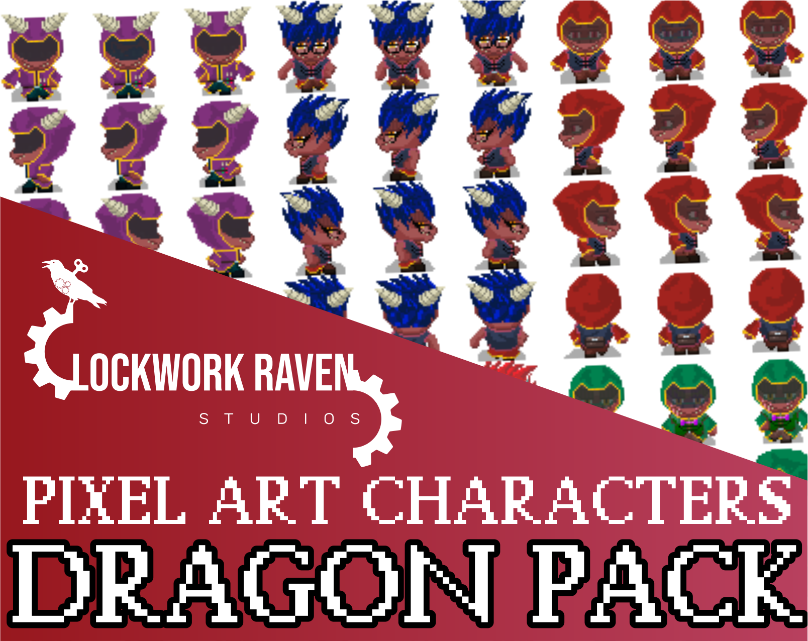 Pixel Art Characters - Dragon Pack by Clockwork Raven