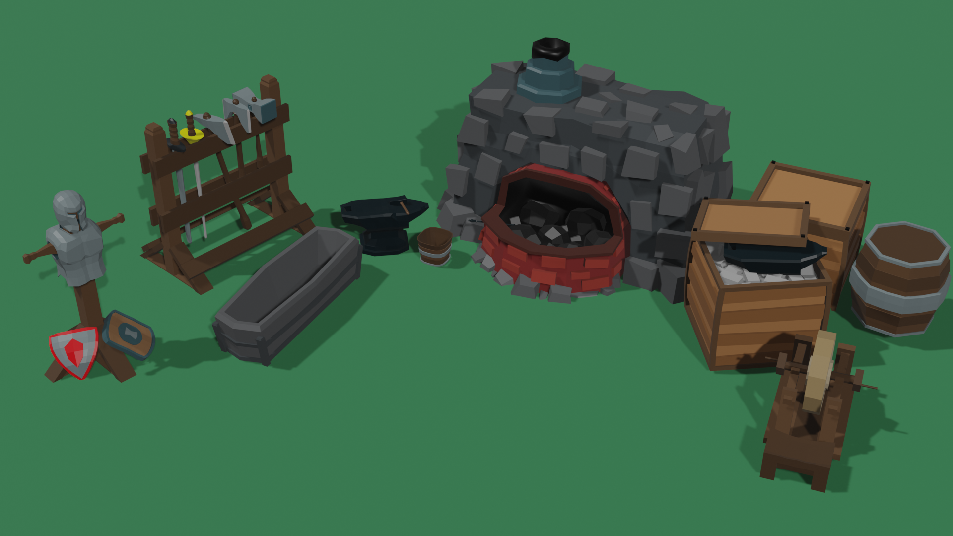 Low poly Black smiths workshop by one sketchy guy