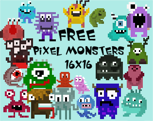 Free Pixel Animated Monsters Pack 16x16 by Danaida