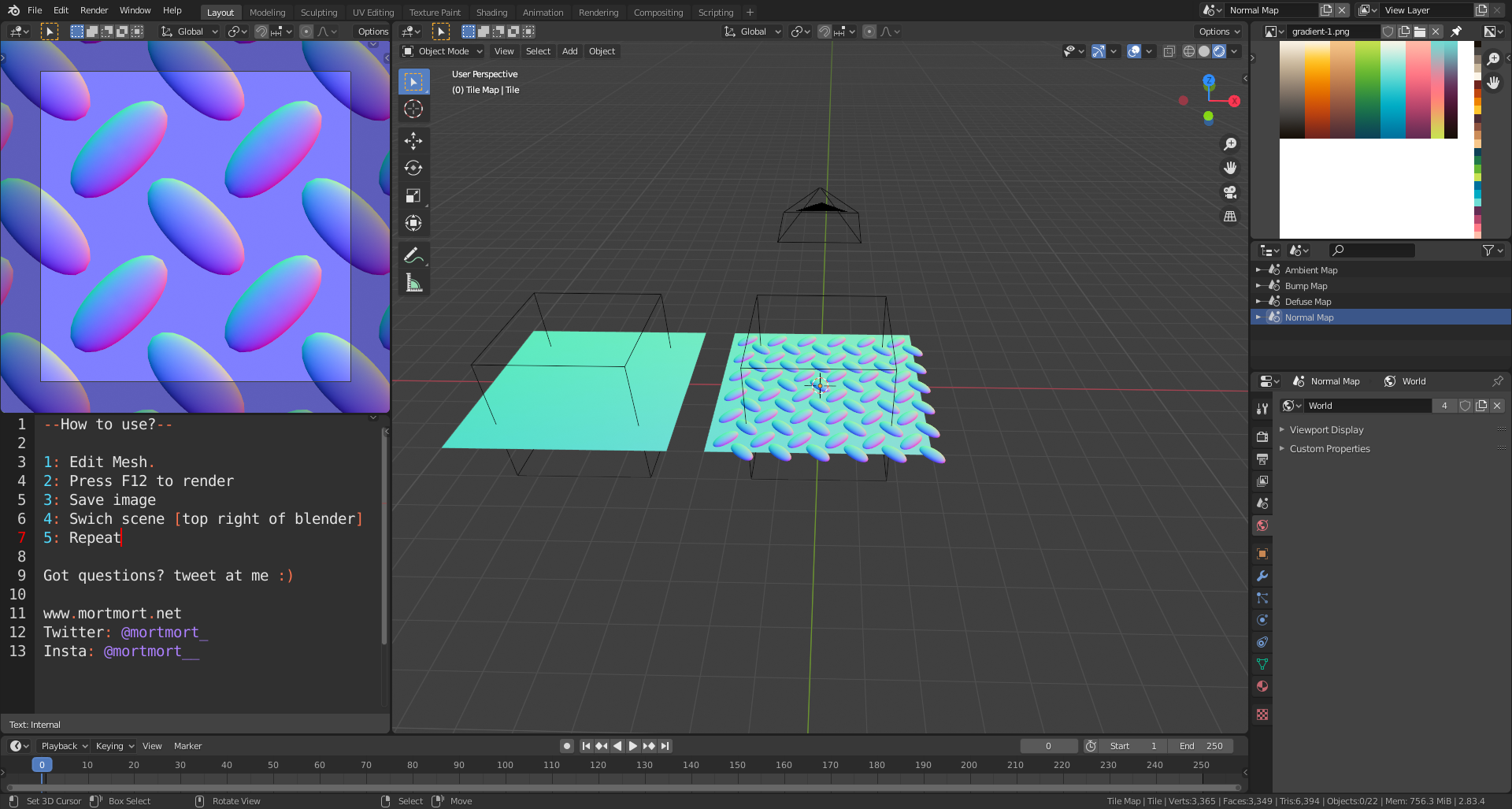 Easy Tile Normal, Bump, Defuse & AO Maps [Blender] by MortMort
