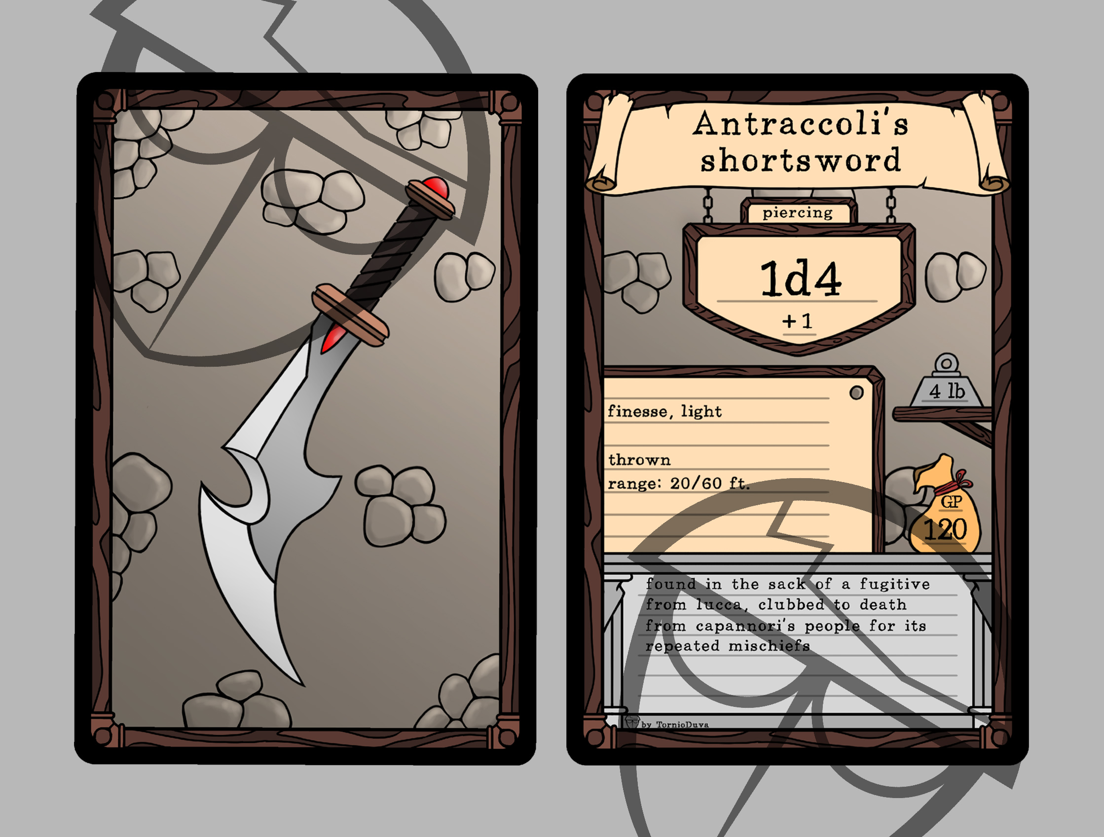 Dungeon and dragons weapon/equipment card template by TornioDuva