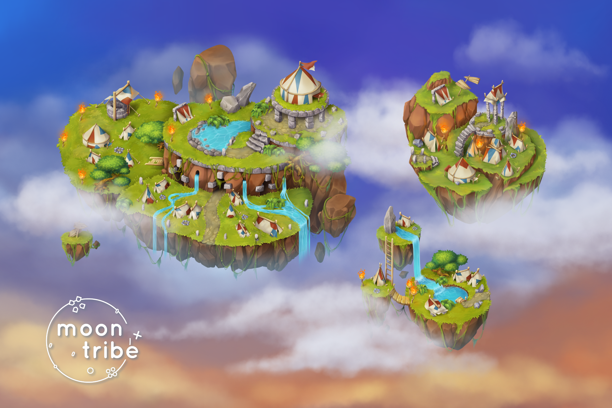 2D Floating islands by Moon Tribe