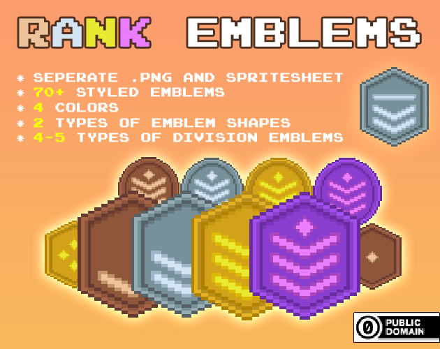 Pixelart rank emblems for your project by BeeMaxStudio