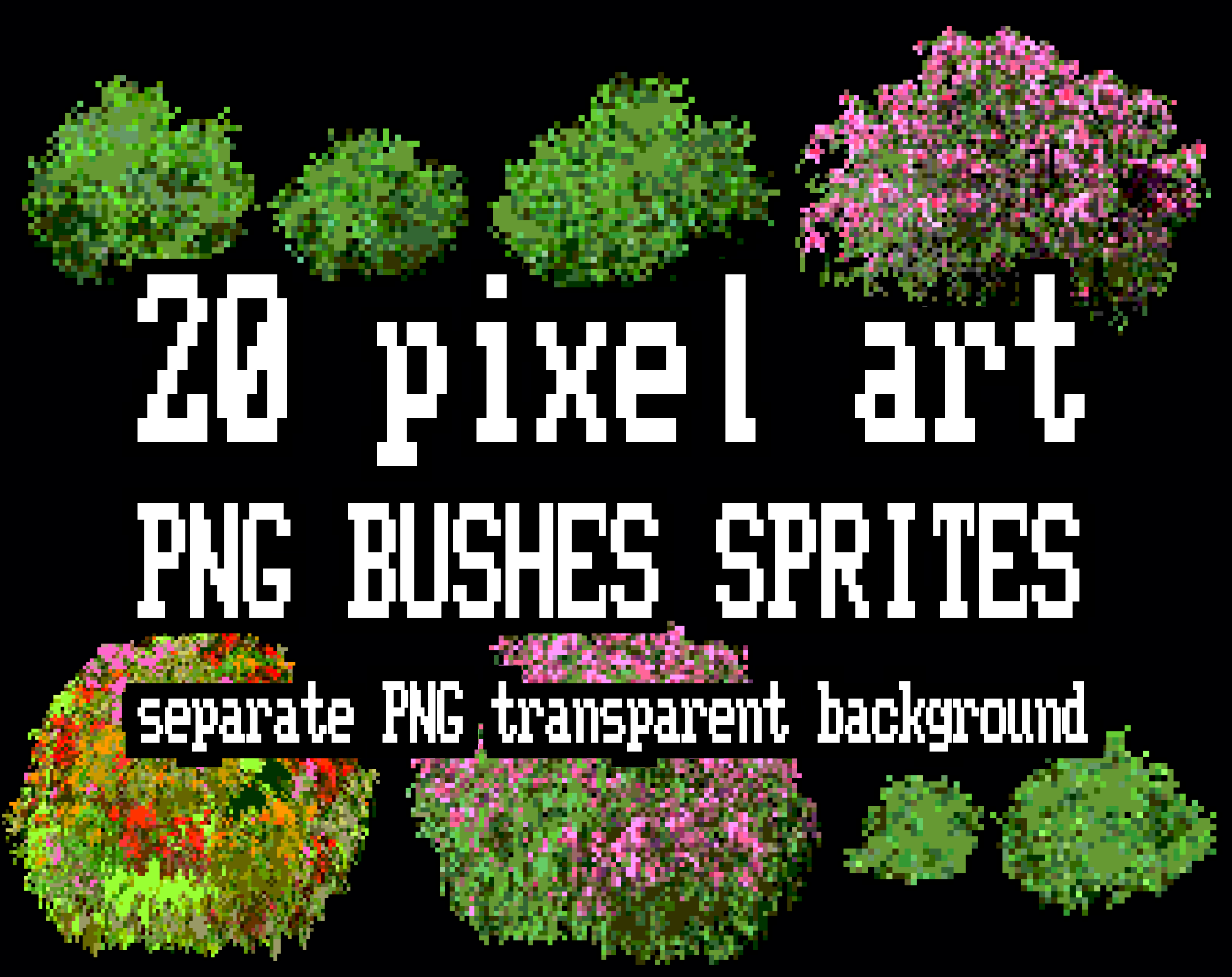 20 Pixel Art Bush Pack1 by Swiss Arcade Game Entertainment