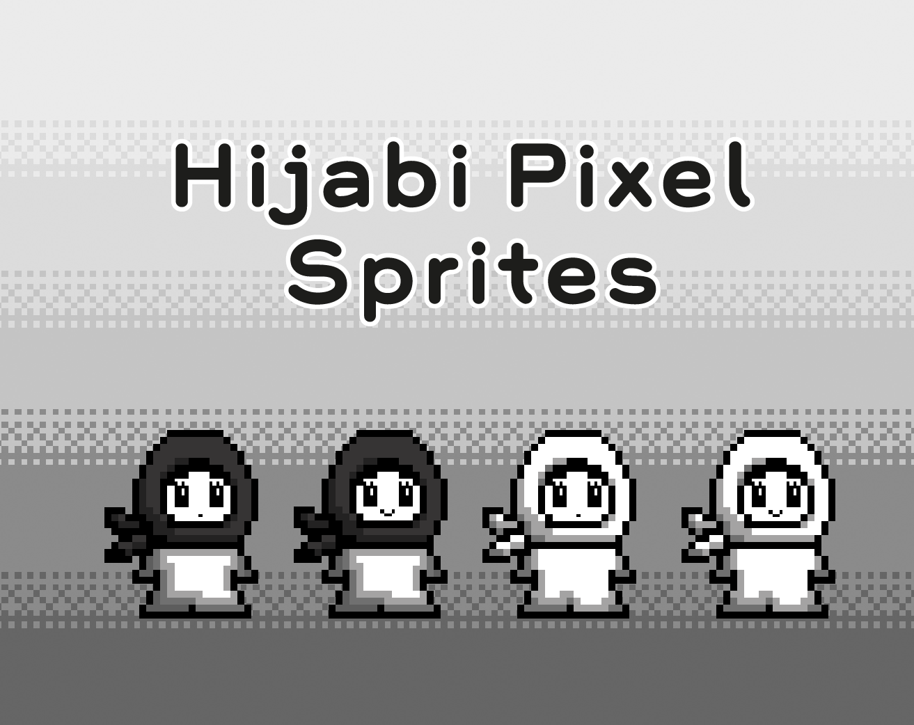 Hijabi Monochrome Pixel Sprites by Cania