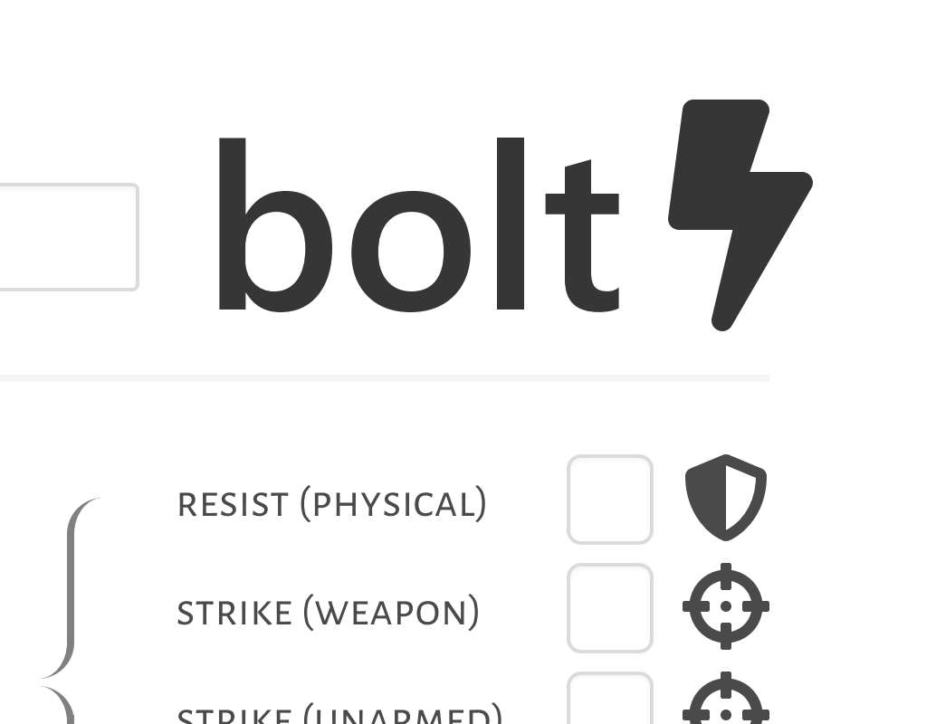 BOLT Character Sheet by Gourmelee Games
