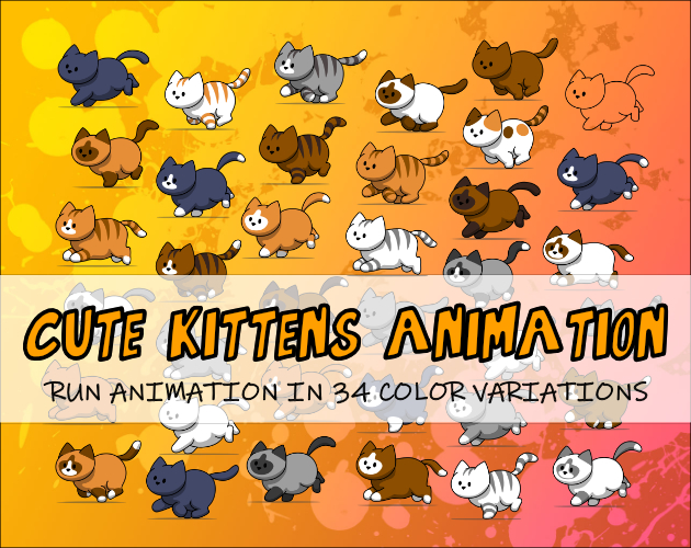 Cute Kitten Animation RUN by Gamedev Kitty
