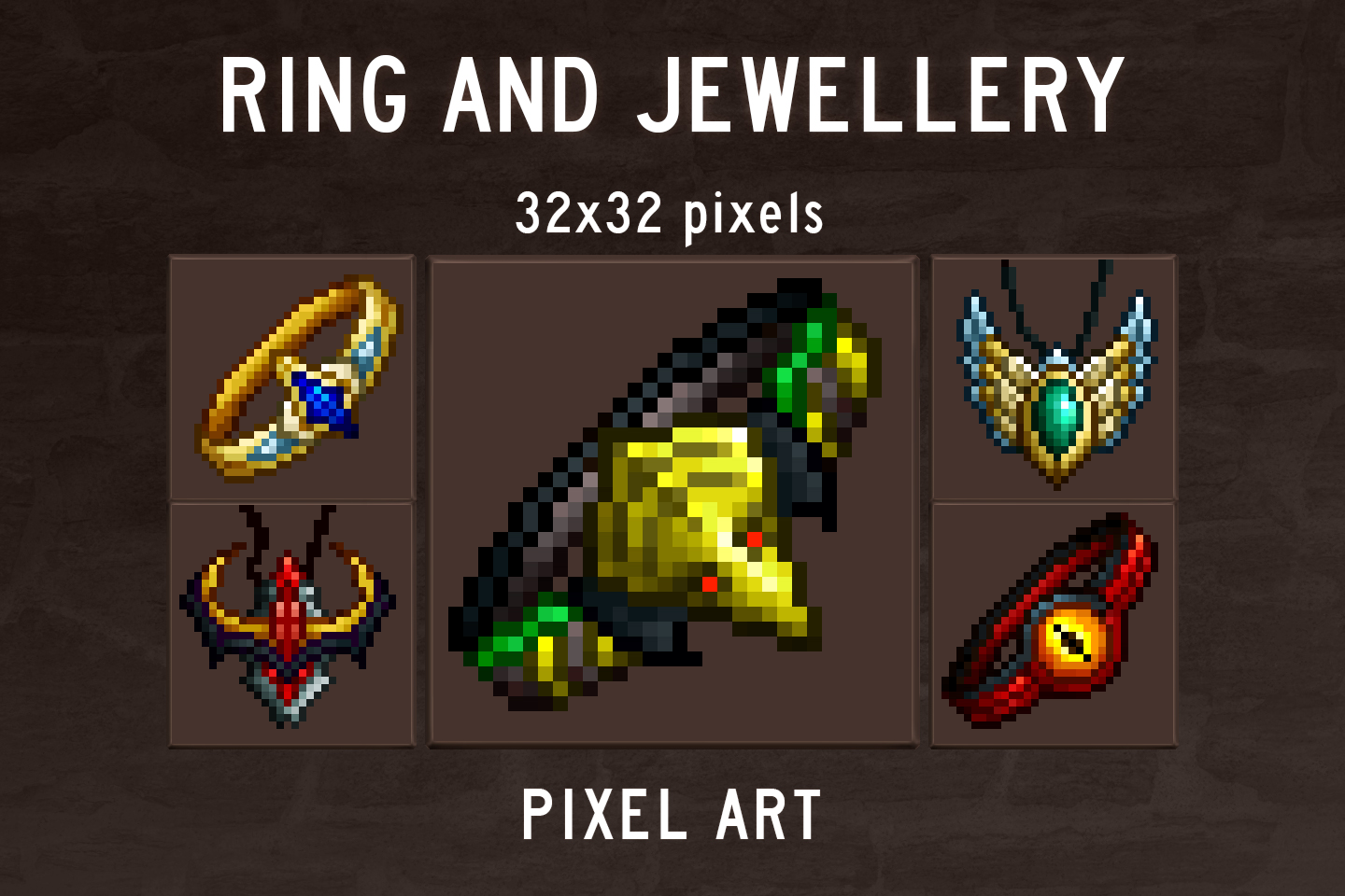 48 Ring and Jewellery Icons by Free Game Assets (GUI, Sprite, Tilesets)