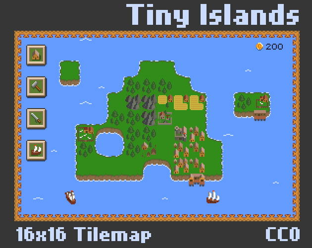 Tiny Islands - 16x16 Tilemap (CC0) by Majadroid