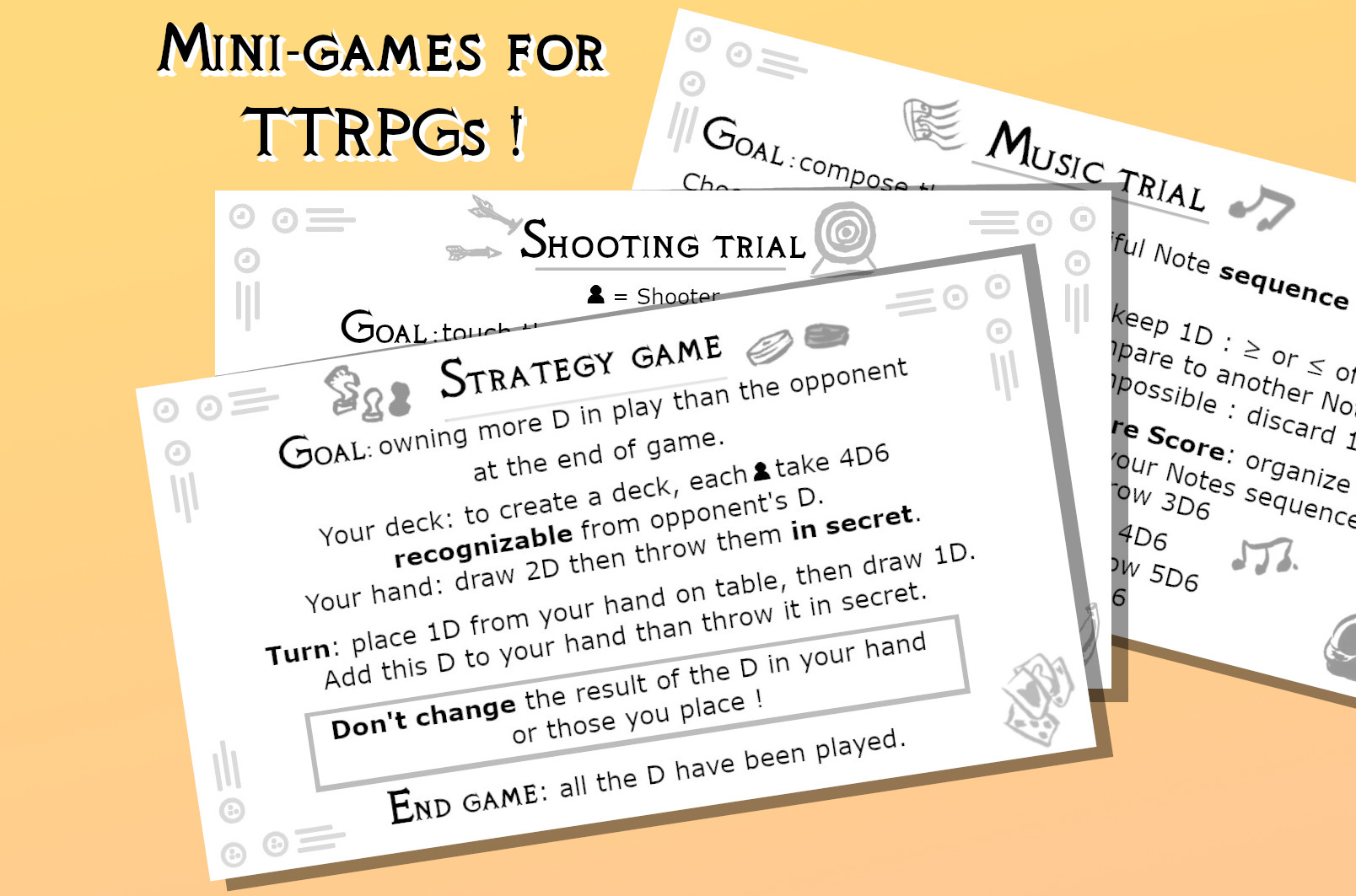 [Fr/Eng] Mini-games for TTRPGs by Toorte au JDR