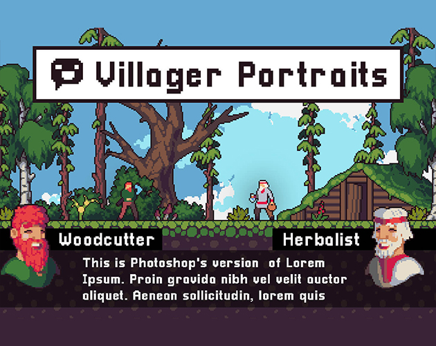 Villager Portraits Pixel Art by Free Game Assets (GUI, Sprite, Tilesets)