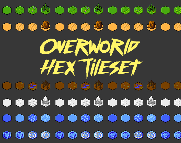 Basic Pointed-Top Hex Overworld Tileset by Zach Howard